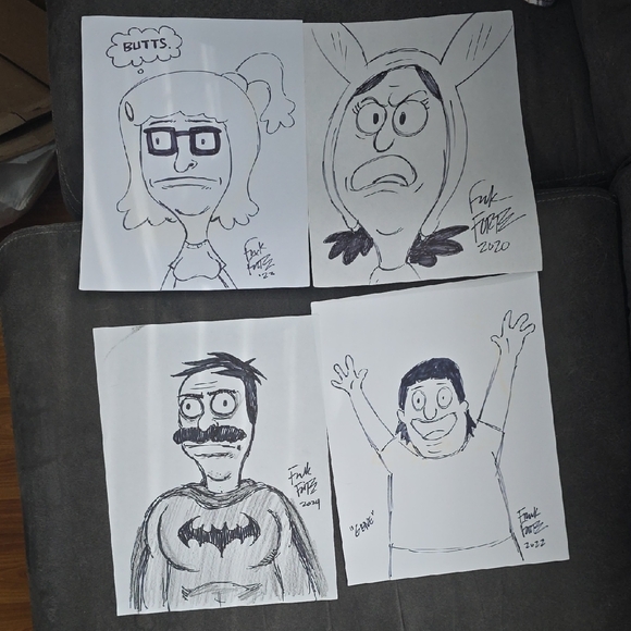 Wall Decor | 4 Original Frank Forte Bobs Burgers Sketches Inks Loiuse ...